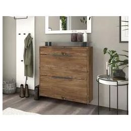 borchardt M&ouml;bel Schuhschrank BORCHARDT M&Ouml;BEL "Tom, H&auml;ngeschrank mit Glasablage und Metallgriffen", braun (eichefarben vintage), B:89cm H:96cm T:24cm, Holzwerkstoff, Schr&auml;nke, Schuhschrank