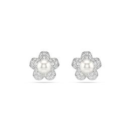 Paar Ohrstecker Swarovski "Schmuck Geschenk 2026 CAPSULE Ohrringe Blume", metallfarben, kristallwei&szlig;, wei&szlig;, kristallwei&szlig;, Ohrringe, Damen, Metall Perlen, Metall, Perlen, mit Swarovski Kristall - mit Swarovski Perle
