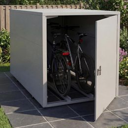 2er-Fahrradgarage MCW-P93, Fahrradunterstand Fahrradbox Bikebox, abschlie&szlig;bar verzinkter Stahl 123x113x208cm ~ hellgrau
