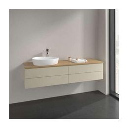 Villeroy & Boch Villeroy und Boch Antao Waschtisch-Unterschrank L26051HJ mit Beleuchtung, 4 Ausz&uuml;ge, 1600 x 360 x 500 mm, Front ohne Struktur, Silk Grey Matt Lacquer / Honey Oak