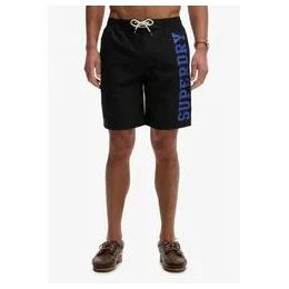 Badeshorts Superdry "LOGO 19 BOARDSHORT", Herren, Gr. XXL, N-Gr, schwarz, Web, Polyester, bedruckt, Badehosen Badeshorts