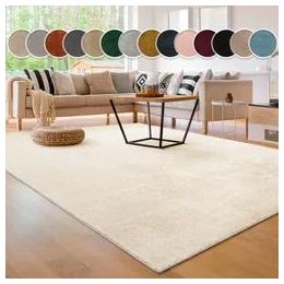 Teppich Paco Home "Cadiz 630", beige (cream), B:120cm H:14mm L:170cm, Polyester, Teppiche, Teppich, Uni-Farben, besonders weich, waschbar, auch als L&auml;ufer erh&auml;ltlich
