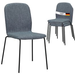 ALBATROS Esszimmerst&uuml;hle 4er Set ENNA, grau - stapelbar, bequemer Polsterstuhl - Eleganter K&uuml;chenstuhl, Stuhl Esszimmer oder Esstisch Stuhl, Konferenzstuhl , St&uuml;ckzahl:4, Farbe:Grau