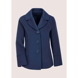 Madeleine Mode Kurzjacke MADELEINE "Doubleface-Jacke Oversized-Jacke mit Reverskragen", Damen, Gr. 34, blau (tintenblau), Obermaterial: 100% Wolle WO., Modern, gerade, Jacken Kurzjacke, Doubleface