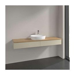 Villeroy & Boch Villeroy und Boch Antao Waschtisch-Unterschrank L14151HJ mit Beleuchtung, 2 Ausz&uuml;ge, 1600 x 190 x 500 mm, Front mit Struktur, Silk Grey Matt Lacquer / Honey Oak