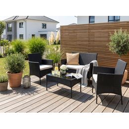 Gartenlounge-Set Konifera "Balkonset &raquo;Palma&laquo;", schwarz (schwarz, beige), Stahl, Sitzm&ouml;bel-Sets, Stahl/Polyrattan, Topseller