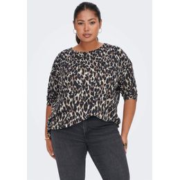Only sheego Gro&szlig;e Gr&ouml;&szlig;en 3/4-Arm-Shirt, braun leo, Gr&ouml;&szlig;e L - Damen