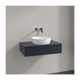 Villeroy & Boch Villeroy und Boch Antao Waschtisch-Unterschrank L08010HG mit Beleuchtung, 1 Auszug, 800 x 190 x 500 mm, Front ohne Struktur, Midnight Blue Matt Lacquer / Midnight Blue Matt Lacquer