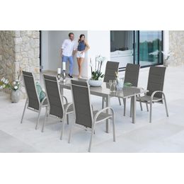 Garten-Essgruppe Merxx "Amalfi Deluxe", grau, Obermaterial: 100% Polyester, Sitzm&ouml;bel-Sets
