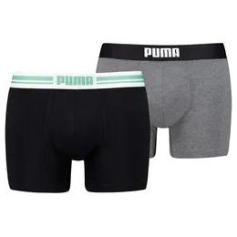 Boxershorts Puma "Puma MEN EVERYDAY PLACED LOGO BOXERS", Herren, Gr. M, mint jelly, grau melange, Jersey, Obermaterial: 95% Baumwolle, 5% Elasthan, normal, Unterhosen, mit Logo Webbund