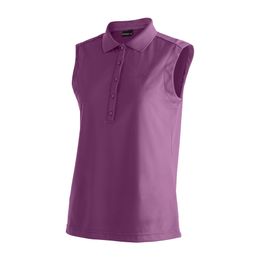 Poloshirt Maier Sports "Ulrike sleeveless", Damen, Gr. 52, purpurviolett, 100% Polyester, Shirts, Damen Polo, leichtes Shirt, &auml;rmelloses Funktionsshirt, Regular Fit