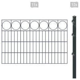 Doppelstabmattenzaun Arvotec "ESSENTIAL 80 zum Einbetonieren "Ring" mit Zierleiste", grau (anthrazit), H:80cm, Kunststoff, Stahl, Zaunelemente, Zaunh&ouml;he 80 cm, Zaunl&auml;nge 2 - 60 m