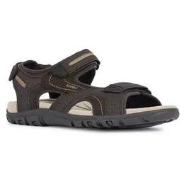 Sandale Geox "UOMO SANDAL STRADA", Herren, Gr. 40, braun (braun, sand), Lederimitat, Schuhe Sandale, Sommerschuh, Klettschuh, Outdoorsandale, im Trekking-Look