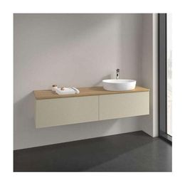 Villeroy & Boch Villeroy und Boch Antao Waschtisch-Unterschrank L38151HJ mit Beleuchtung, 2 Ausz&uuml;ge, 1600 x 360 x 500 mm, Front mit Struktur, Silk Grey Matt Lacquer / Honey Oak