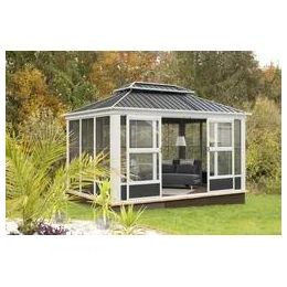 Pavillon Sojag "&raquo;Olan 1014&laquo;", grau (schwarz), B/H/T: 291cm, Pavillons, aus Aluminium, mit Wintergarten, inkl. Moskitonetzen, Topseller