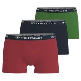 Boxershorts Tom Tailor "Buffer", Herren, Gr. XL, bunt (rot, navy, gr&uuml;n), Single Jersey, Obermaterial: 95% Baumwolle, 5% Elasthan, unifarben, bequem, Unterhosen, weich, bequem, basic, eng, Logobund, Baumwollmix