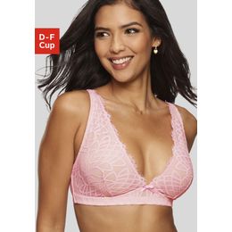 Bralette-BH Lascana "Cara", Damen, Gr. 65, Cup D, rosa (rosa, puder), Spitze, Obermaterial: 88% Polyamid, 12% Elasthan, BHs, ohne B&uuml;gel im edlen High-Apex Design, sexy Dessous