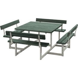 Garten-Essgruppe Plus "&raquo;Picnic&laquo; Kombim&ouml;bel mit 4 R&uuml;ckenlehnen", gr&uuml;n, B:224cm H:76cm T:224cm, Polywood, Stahl, Sitzm&ouml;bel-Sets, 224x224x76/45 cm