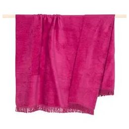 Wohndecke Pad "SYDNEY", fuchsia, B:150cm L:200cm, Mischgewebe, Wohndecken, Wohndecke, Made in Europe, Uni Farben, mit Fransen, 150x200 cm