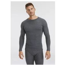 Thermounterhemd HEATKEEPER "Thermo Langarm-Shirt", Herren, Gr. L, N-Gr, grau (anthrazit, meliert), Obermaterial: 50% Baumwolle, 50% Polyester, meliert, Rundhals, Unterhemden Thermounterhemd, perfekt f&uuml;r Wintersportaktivit&auml;ten, atmungsaktiv und w&auml;rmeisolierend
