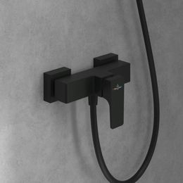 Villeroy & Boch Villeroy und Boch Architectura Square Einhebel-Duscharmatur TVS125001000K5 mit R&uuml;ckflussschutz, Wandmontage, matt black