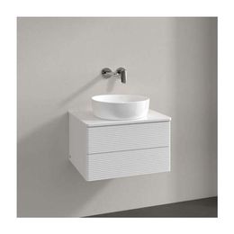 Villeroy & Boch Villeroy und Boch Antao Waschtisch-Unterschrank L18150GF mit Beleuchtung, 2 Ausz&uuml;ge, 600 x 360 x 500 mm, Front mit Struktur, Glossy White Lacquer / Glossy White Lacquer