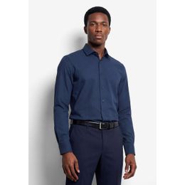 Businesshemd OLYMP "OLYMP Level Five 24/Seven, body fit, Modern Kent", Herren, Gr. 38, Normaler Arm, marine, 64% Baumwolle, 27% Polyester, 9% Elasthan, Hemden