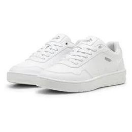 Sneaker Puma "COURT CLASSY", Damen, Gr. 40, wei&szlig; (Puma wei&szlig;, Puma silber), Synthetik, Schuhe Sneaker, mit Schn&uuml;rung, Gummilaufsohle mit leichtem Profil