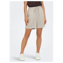 Shorts Only "ONLSIESTA MW PULL-UP LIN BL SHORTS NOOS", Damen, Gr. L (40), N-Gr, gelb (moonbeam), Jersey, Obermaterial: 80% Viskose, 20% Leinen, unifarben, loose fit kniefrei, Hosen Shorts, loose fit, Jersey, Viskosemischung, elastischer Bund, unifarben