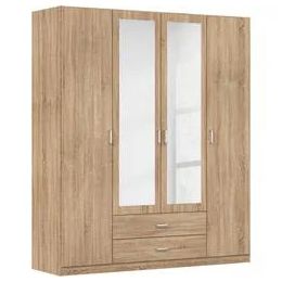 Kleiderschrank Rauch "Schrank Garderobe Ankleide GAMMA Breiten 91/136/181/226/271/315/360 cm", eiche sonoma, griffe alu, B:181cm H:210cm T:54cm, Holzwerkstoff, Schr&auml;nke, Kleiderschrank, verschiedene Griff-Varianten, mit Spiegel TOPSELLER MADE IN GERMANY, Topseller