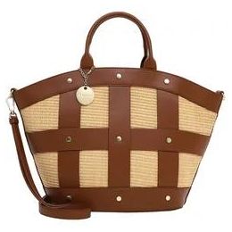Shopper Tamaris "Shopper TAS Kirsti", Damen, Gr. B/H/T: 47cm x 29cm x 14,5cm 0, braun (cognac 700), Polyurethan, Taschen Shopper