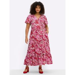 sheego by Joe Browns sheego Gro&szlig;e Gr&ouml;&szlig;en Wickelkleid mit Volant am Saum, erdbeere-pink-gemustert, Gr&ouml;&szlig;e 48 - Damen