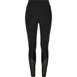 Leggings Urban Classics "Urban Classics Damen Ladies Highwaist Mixed Tech Leggings", Damen, Gr. S, US-Gr&ouml;&szlig;en, schwarz, schwarz, 80% Polyamid, 20% Elasthan, unifarben, slim fit, Hosen Leggings