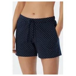 Shorts Schiesser "Mix + Relax", Damen, Gr. 38, N-Gr, blau (dunkelblau, gem.), Single Jersey, Obermaterial: 95% Baumwolle, 5% Elasthan, bequem kurz, Hosen Shorts, seitliche Taschen, Single Jersey, bequem, lockerer Schnitt