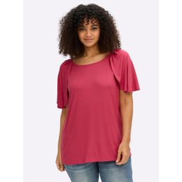 sheego Gro&szlig;e Gr&ouml;&szlig;en Shirt mit offen fallendem &Auml;rmel, erdbeere, Gr&ouml;&szlig;e 48/50 - Damen