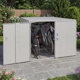 3er-Fahrradgarage MCW-P93, Fahrradunterstand Fahrradbox Bikebox, abschlie&szlig;bar verzinkter Stahl 124x148x208cm ~ hellgrau
