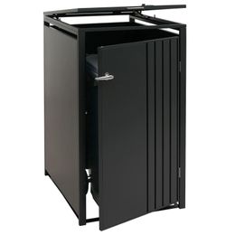 1er-M&uuml;lltonnenverkleidung MCW-O67, M&uuml;lltonnenbox mit Deckel, Metall 122x68x84cm 35kg ~ anthrazit