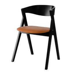 Stuhl HAMMEL FURNITURE "City by Hammel", , schwarz lackiert, schwarz lackiert, cognac, B:57cm H:76cm T:50cm, Leder, Massivholz, St&uuml;hle, Stuhl, Massivholz, gepolsterte Sitzfl&auml;che, versch. Farbvarianten