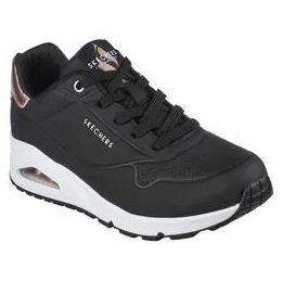 Sneaker Skechers "UNO GOLDEN AIR", Damen, Gr. 39, schwarz-wei&szlig; (schwarz, wei&szlig;), Lederimitat, kontrastfarbene Details, Schuhe Sneaker, Freizeitschuh, Halbschuh, Schn&uuml;rschuh mit Metallic-Einsatz