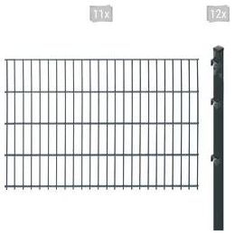 Doppelstabmattenzaun Arvotec "ESSENTIAL 83 zum Einbetonieren", grau (anthrazit), H:83cm, Kunststoff, Stahl, Zaunelemente, Zaunh&ouml;he 83 cm, Zaunl&auml;nge 2 - 60 m