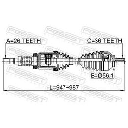 FEBEST Antriebswelle 2714-S40RH vorne rechts f&uuml;r VOLVO 36000184 36000450 8603825