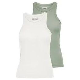 Tanktop Only "ONLLINDSAY TANK TOP 2 PACK", Damen, Gr. XL (42), cloud dancer, Jersey, Obermaterial: 95% Baumwolle, 5% Elasthan, unifarben, sehr figurbetont normal, Rundhals, Tops Tanktop, Baumwollmischung