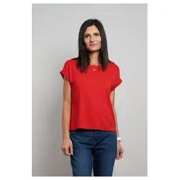 Kurzarmshirt Seidel Moden "Otto exclusiv", Damen, Gr. 46, rot, Jersey, Obermaterial: 94% Viskose, 6% Elasthan, unifarben, normal h&uuml;ftbedeckend, Rundhals, mit Aufschlag, Shirts, Rundhals mit &Auml;rmelaufschlag -MADE IN GERMANY