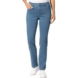 Damen Jeans mit streckender Biese blue-bleached, Gr&ouml;&szlig;e 44