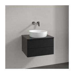 Villeroy & Boch Villeroy und Boch Antao Waschtisch-Unterschrank L18150PD mit Beleuchtung, 2 Ausz&uuml;ge, 600 x 360 x 500 mm, Front mit Struktur, Black Matt Lacquer / Black Matt Lacquer