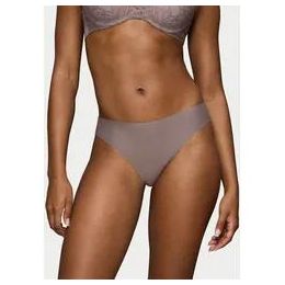 Tai-Slip Triumph "Body Make-Up Illusion Lace", Damen, Gr. 42, grau (pigeon grau), Microtouch, Obermaterial: 80% Polyamid, 20% Elasthan. Spitze: 92% Polyamid, 8% Elasthan, leicht gl&auml;nzend, unifarben, k&ouml;rpernah, Unterhosen, florale Stretch-Spitze, hoher Beinausschnitt, weiche Microfaser