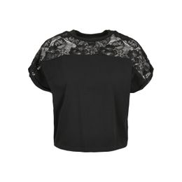 Kurzarmshirt Urban Classics "Urban Classics Damen Ladies Short Oversized Lace Tee", Damen, Gr. XL, schwarz, 95% Baumwolle, 5% Elasthan, unifarben, oversize, Rundhals, Shirts