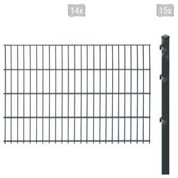 Doppelstabmattenzaun Arvotec "ESSENTIAL 83 zum Einbetonieren", grau (anthrazit), H:83cm, Kunststoff, Stahl, Zaunelemente, Zaunh&ouml;he 83 cm, Zaunl&auml;nge 2 - 60 m