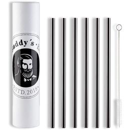 Trinkhalme BUDDY'S "Buddy&acute;s Bar", schwarz, B:0,8cm H:21,5cm L:0,8cm T:0,8cm &Oslash;:0,8cm, Edelstahl, K&uuml;chenhelfer-Sets, wiederverwendbar, 6 Strohhalme + Reinigungsb&uuml;rste, Gunmetal-Look