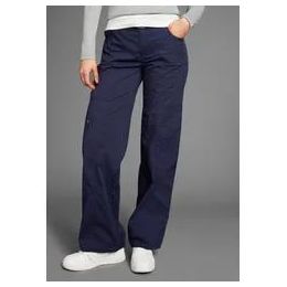 Cargohose Kangaroos, Damen, Gr. 48, N-Gr, blau (marine), Web, Obermaterial: 50% Baumwolle, 46% Polyamid, 4% Elasthan, kontrastfarbene Details, unifarben, bequem bodenlang, Hosen Cargohose, mit besonderem Taschen-Design, Topseller